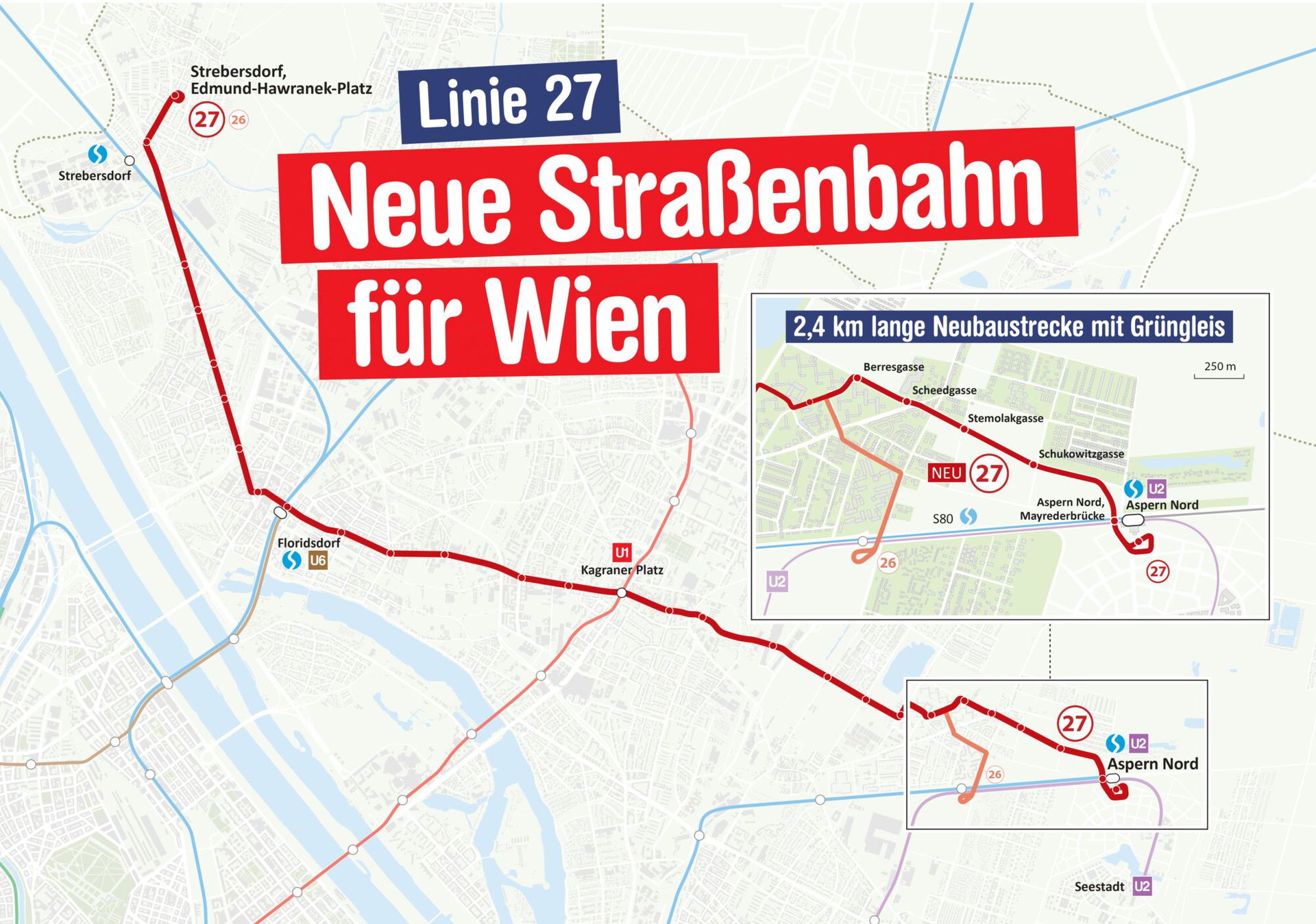 Neue Straßenbahn-Linie 27 verbindet Floridsdorf und Donaustadt | 1000things
